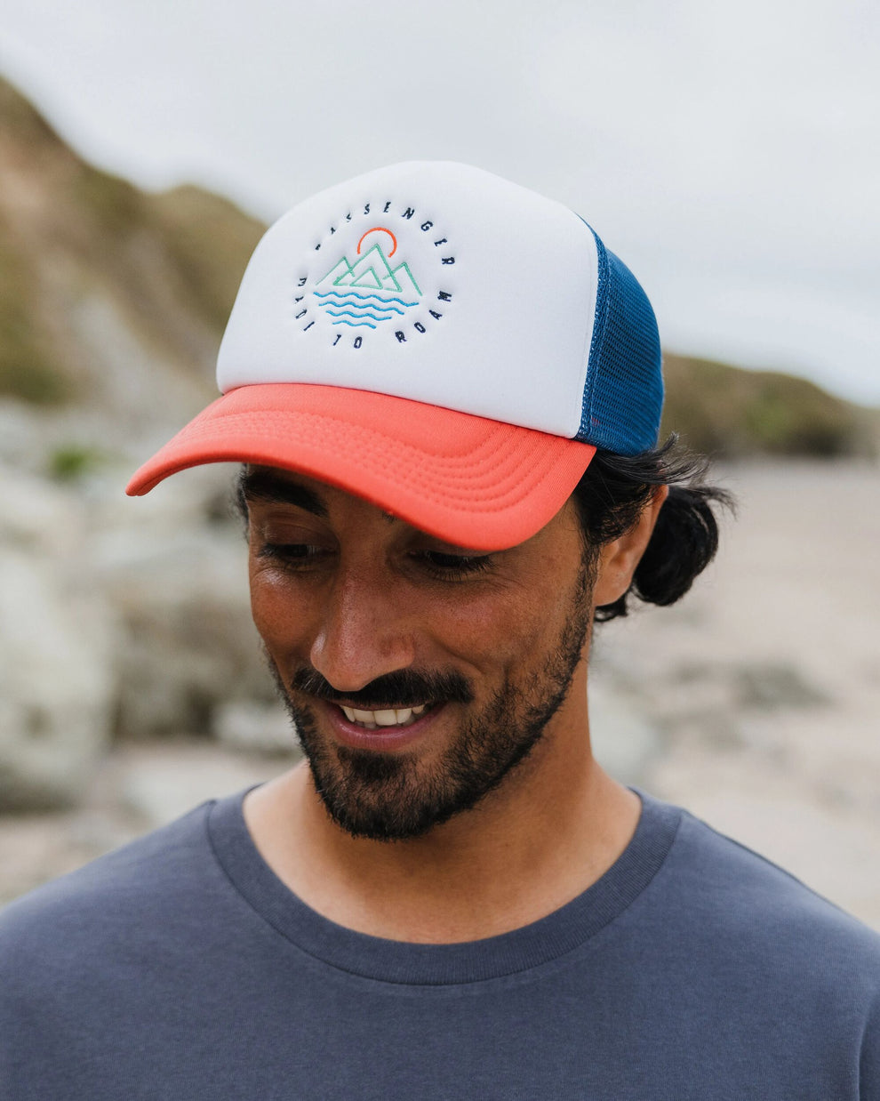 Escapism Trucker Cap Moonlight Blue/Red Spice – Passenger