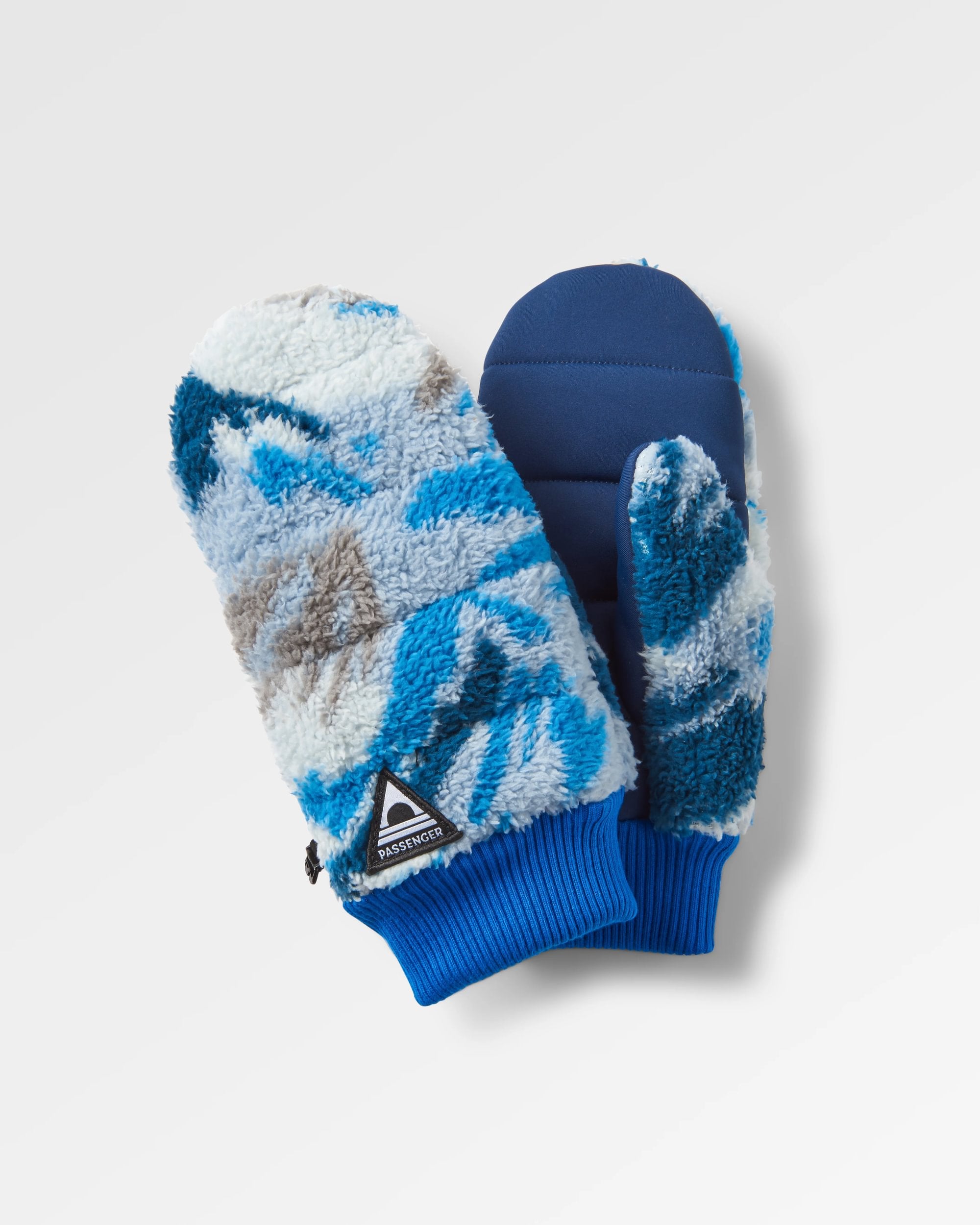 Avalanche Recycled Sherpa Mittens Abstract Mountain Blue Steel – Passenger