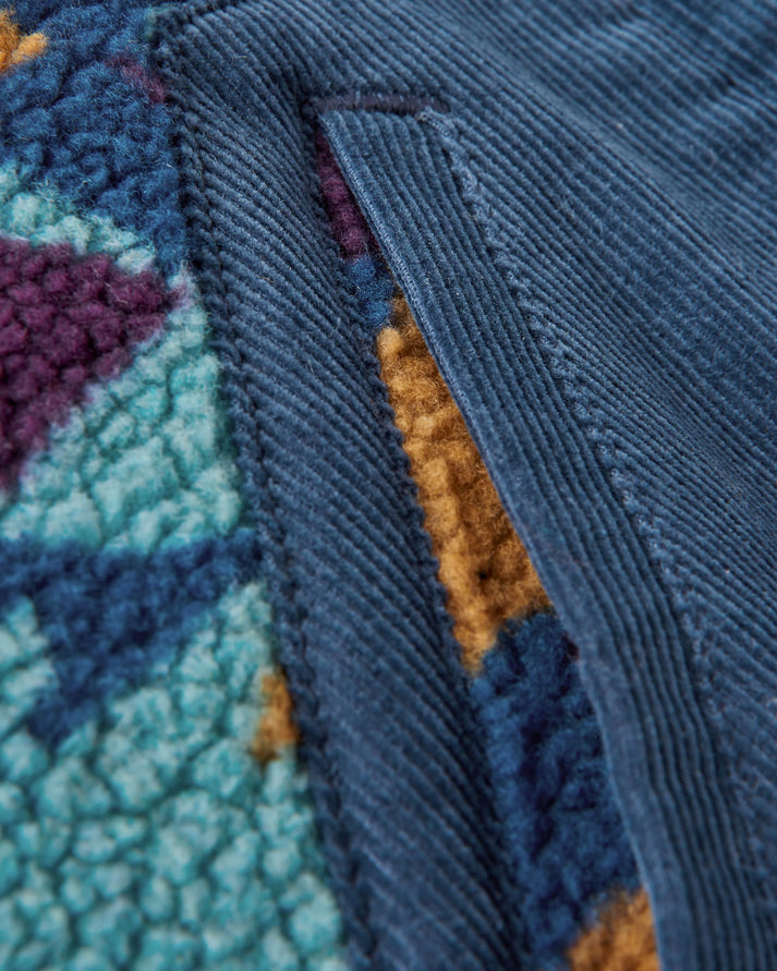 Clover Recycled Cotton-Lined Sherpa Fleece Deep Blue Camo Pattern ...