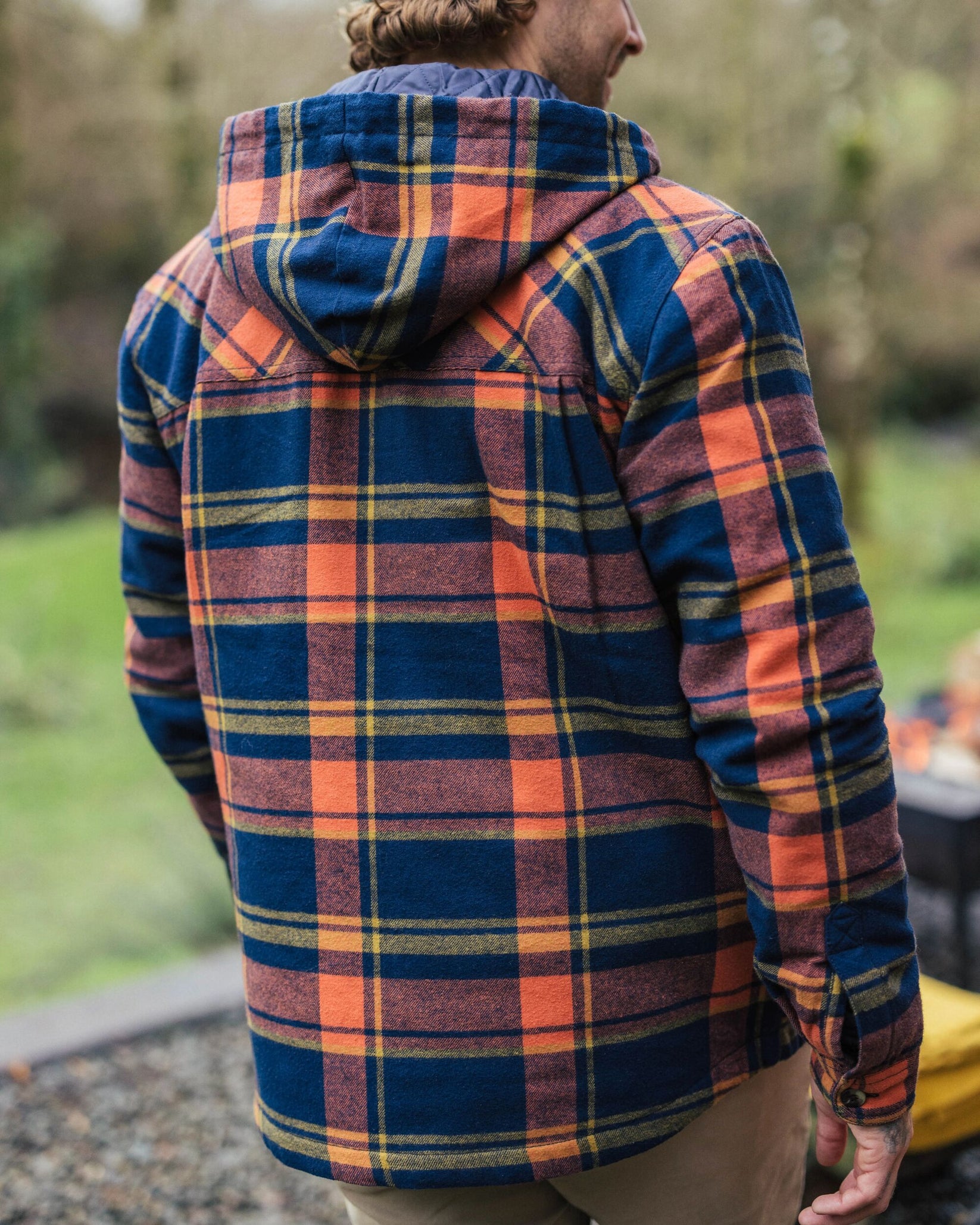Sherwood Check Hooded Overshirt Rich Navy/Burnt Orange – Passenger