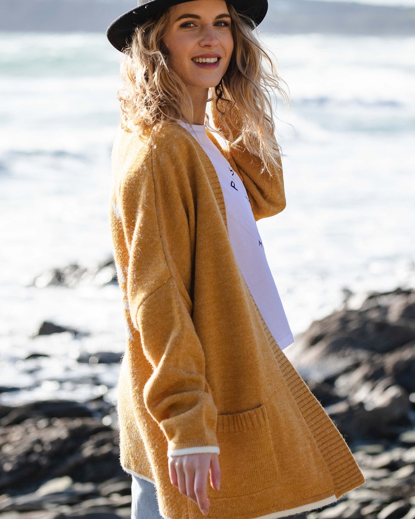 West Coast Recycled Knitted Cardigan Sunset Yellow Marl – Passenger