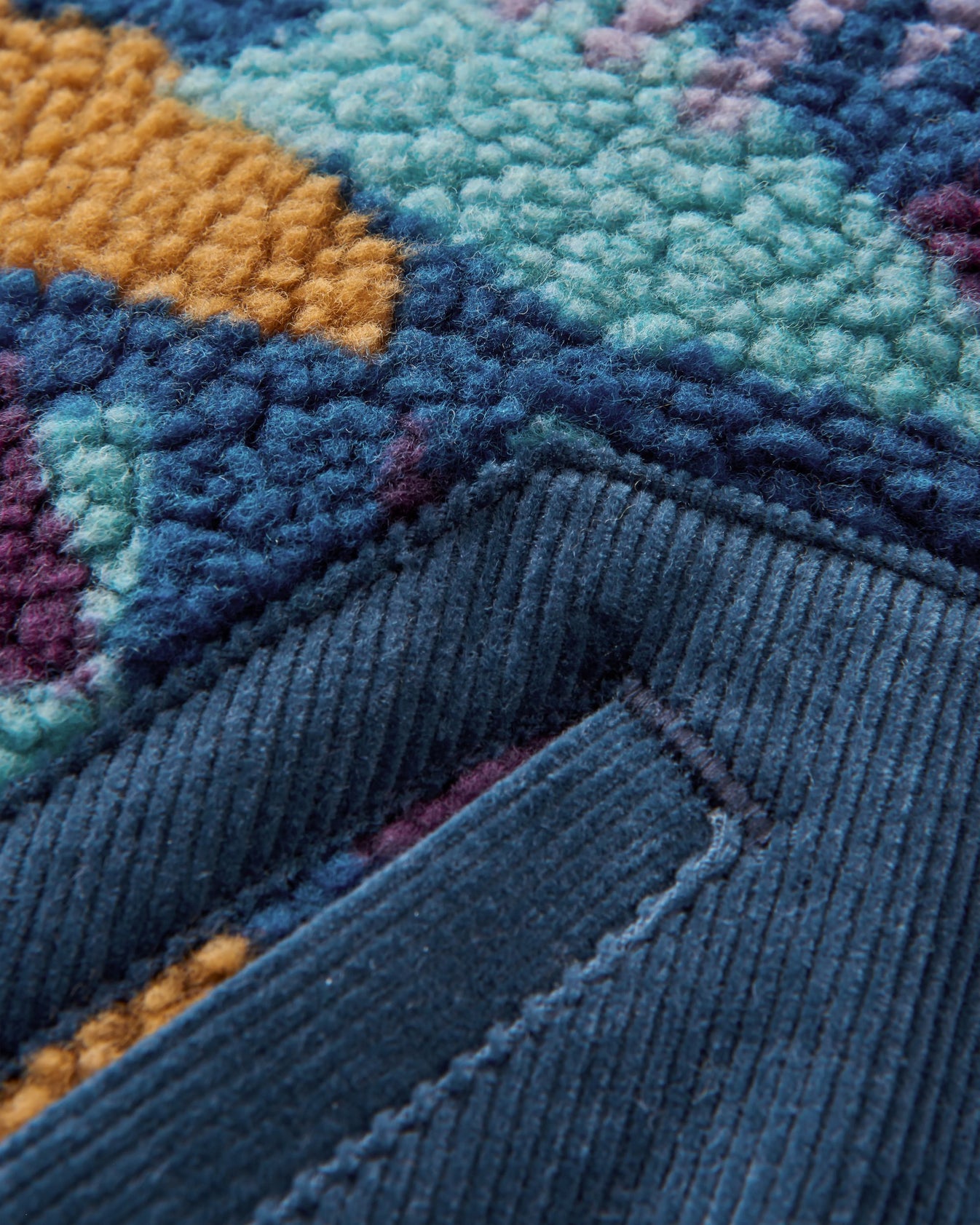 Clover Recycled Cotton-Lined Sherpa Fleece Deep Blue Camo Pattern ...