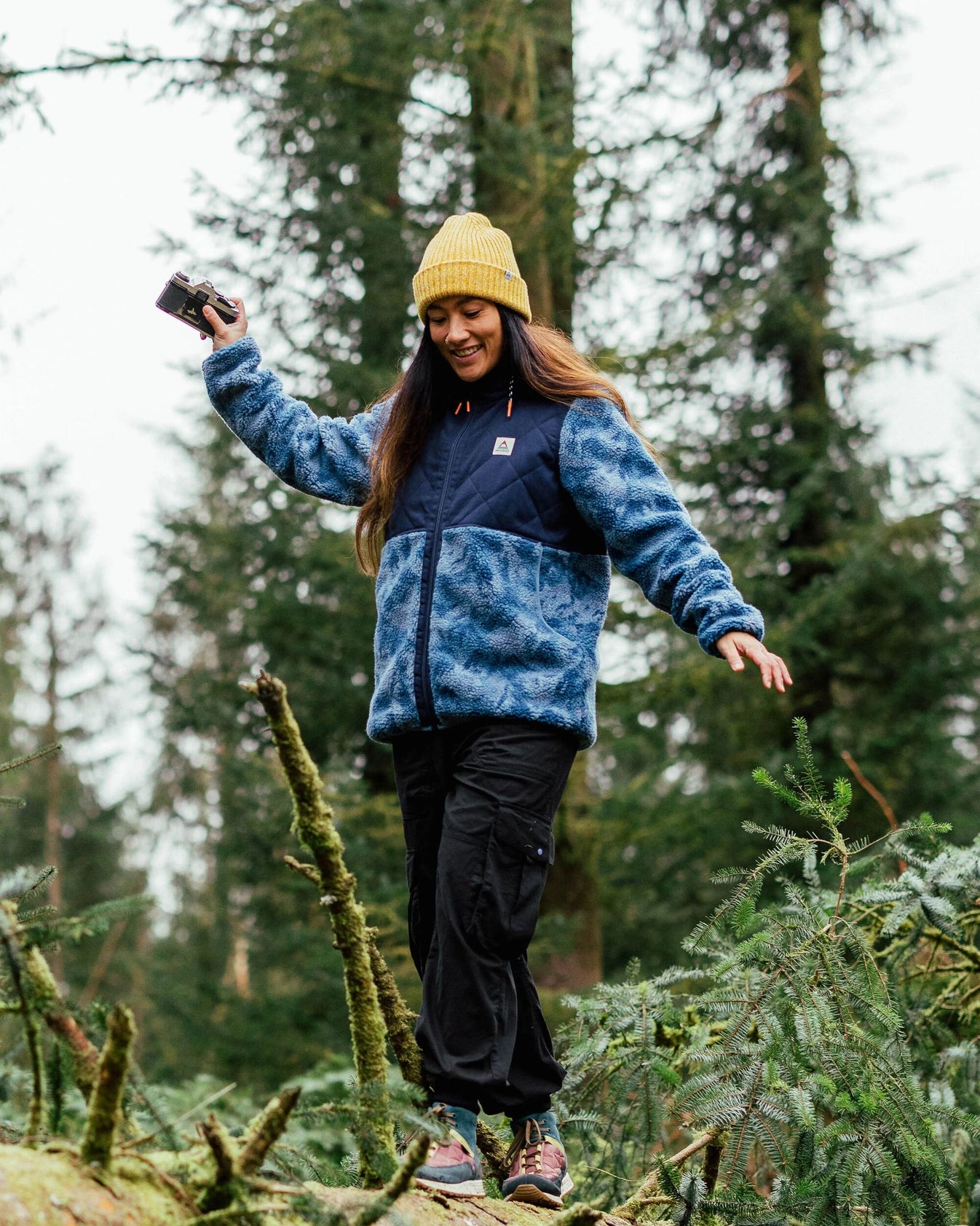 Sefton Recycled Deep-Pile Sherpa Full Zip Fleece Abstract Mountain Blue ...