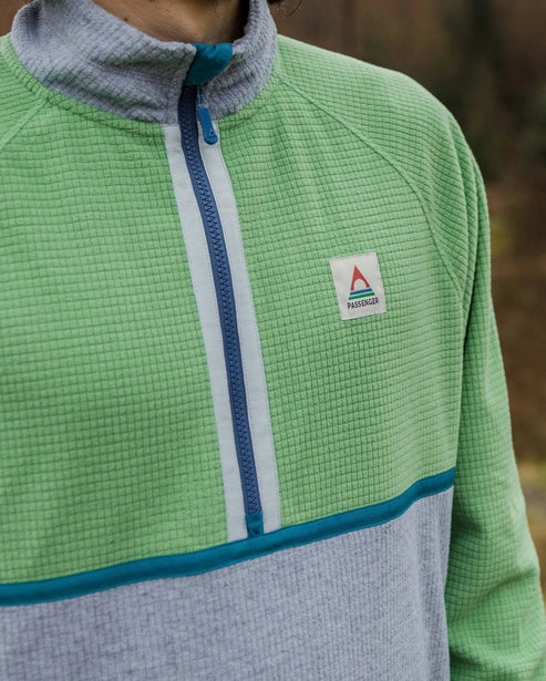 Overlook Recycled Grid Polar Fleece Green Spruce/Grey Marl – Passenger