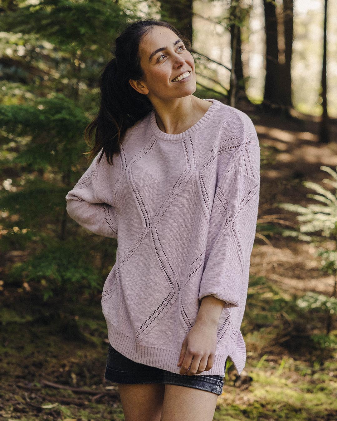 Palm Organic Oversized Knitted Jumper Orchid Hush – Passenger