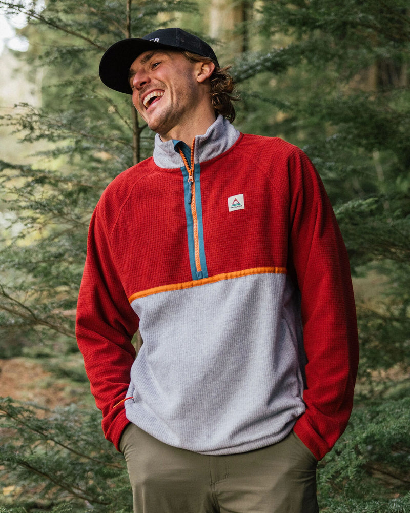 Overlook Grid Polar Fleece Red Ochre/Grey Marl – Passenger