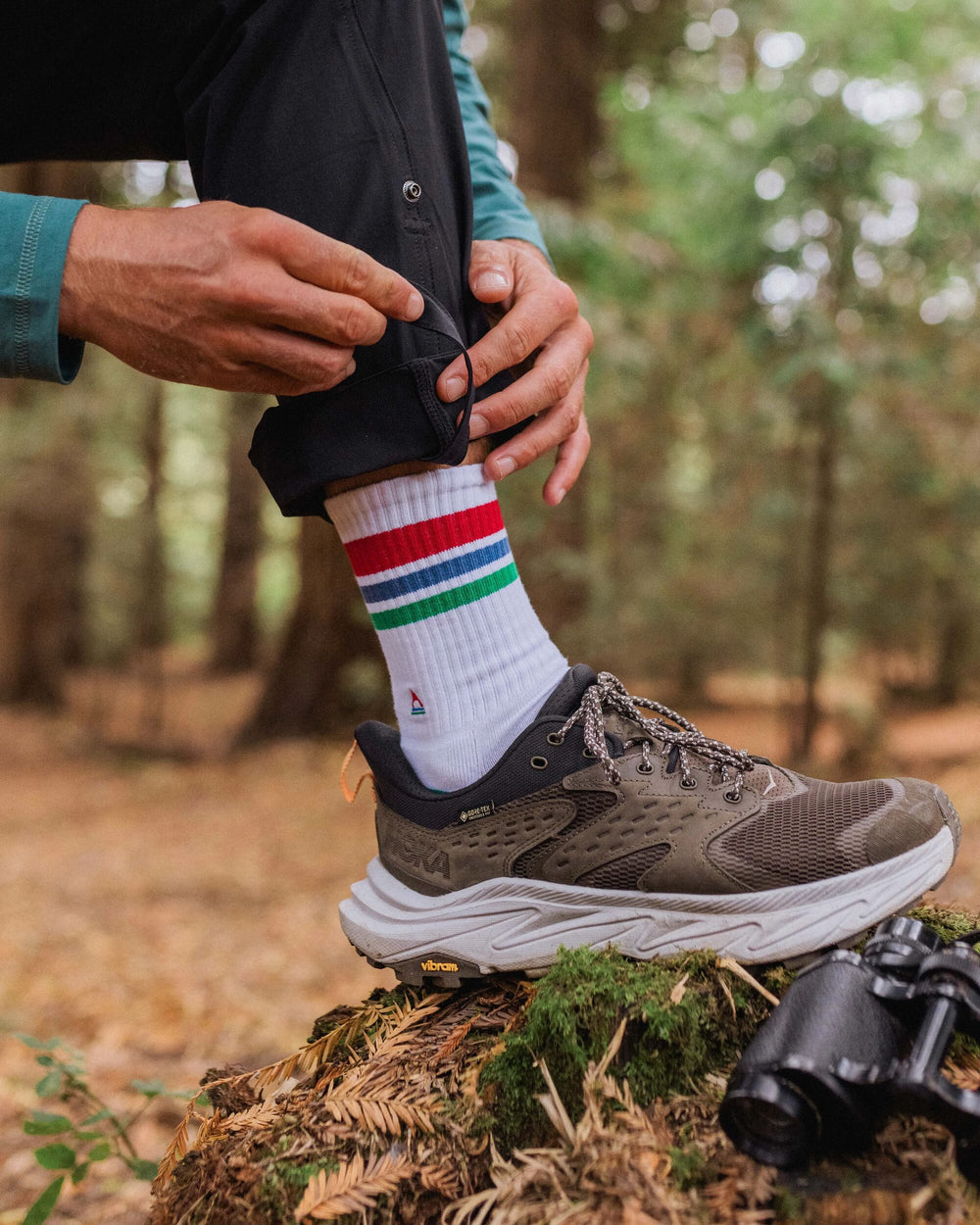 Organic Midweight Crew Socks White/Greenlake – Passenger