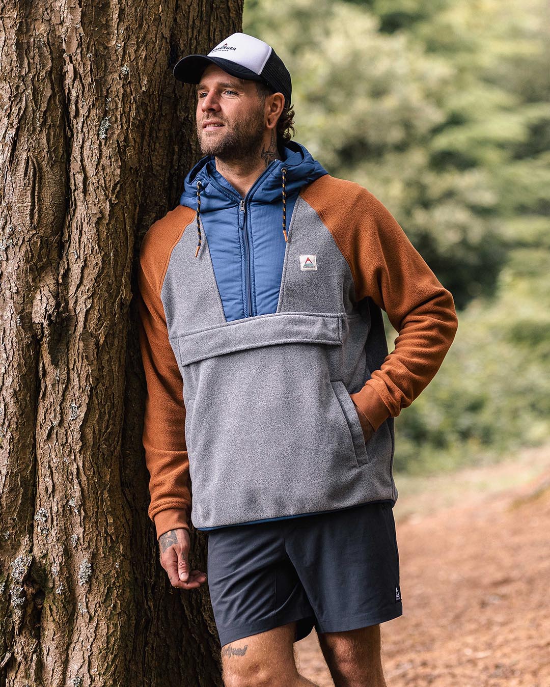 Woodland Hooded 1/2 Zip Recycled Polar Fleece Grey Marl – Passenger