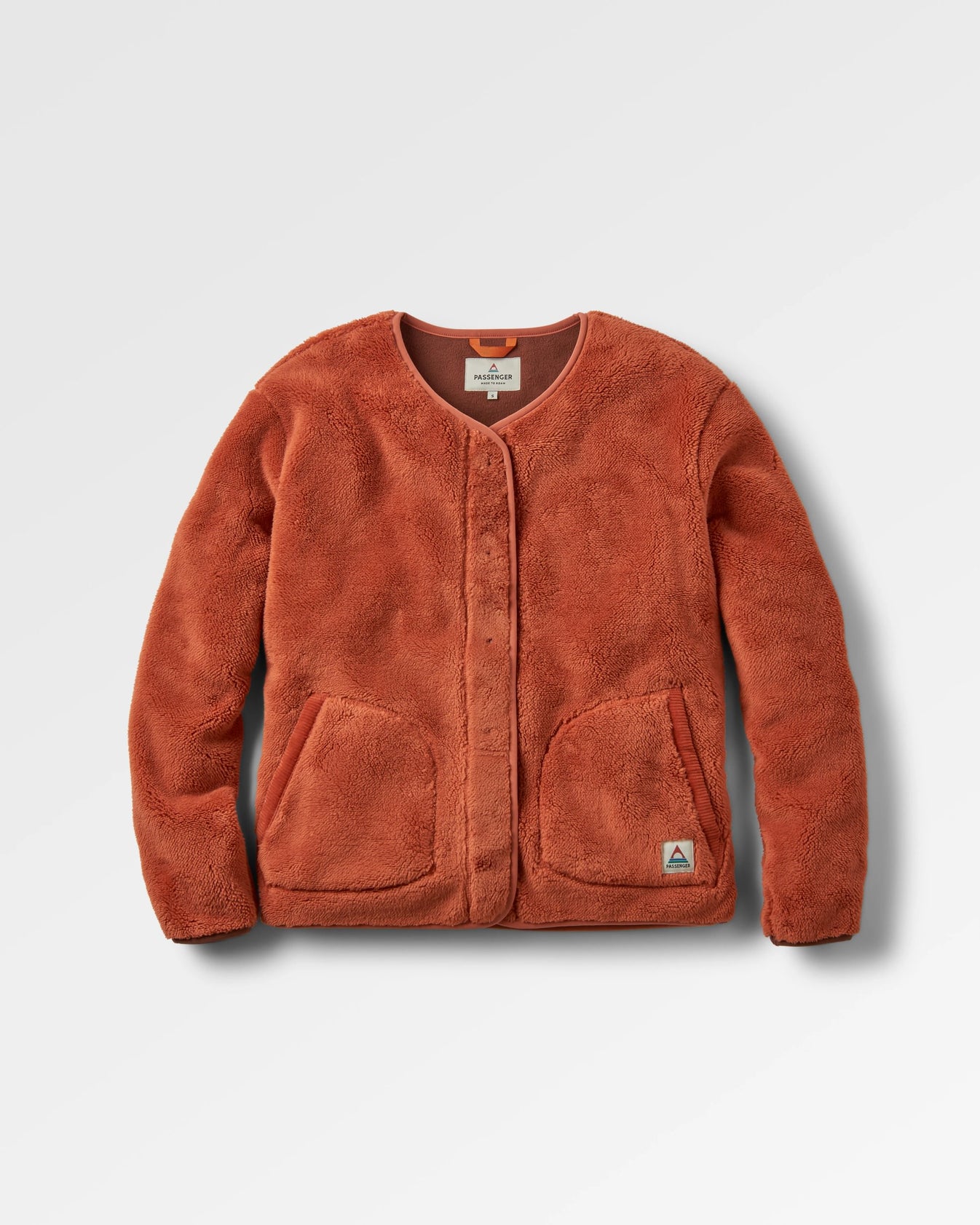 Iris Collarless Recycled Fleece Jacket Baked Clay – Passenger