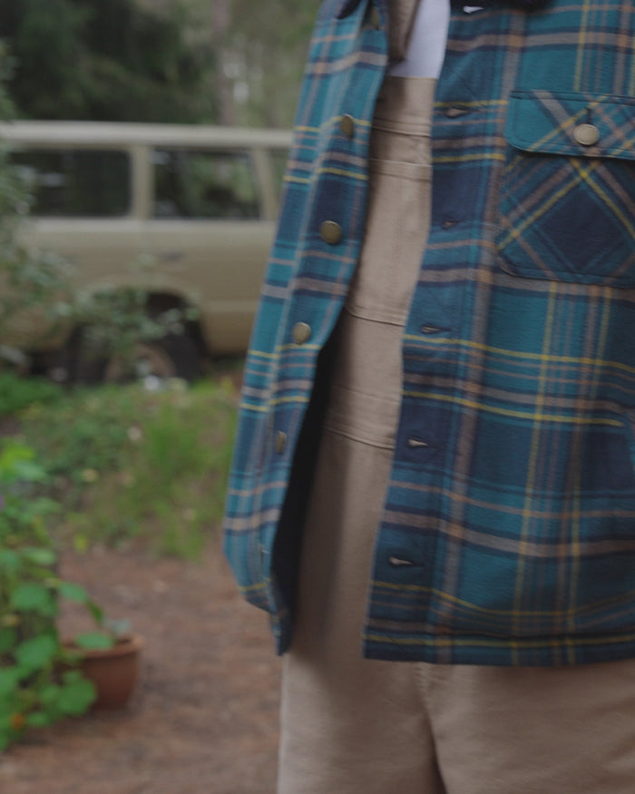 Falcon Organic Cotton Jacket Tidal Blue Check – Passenger