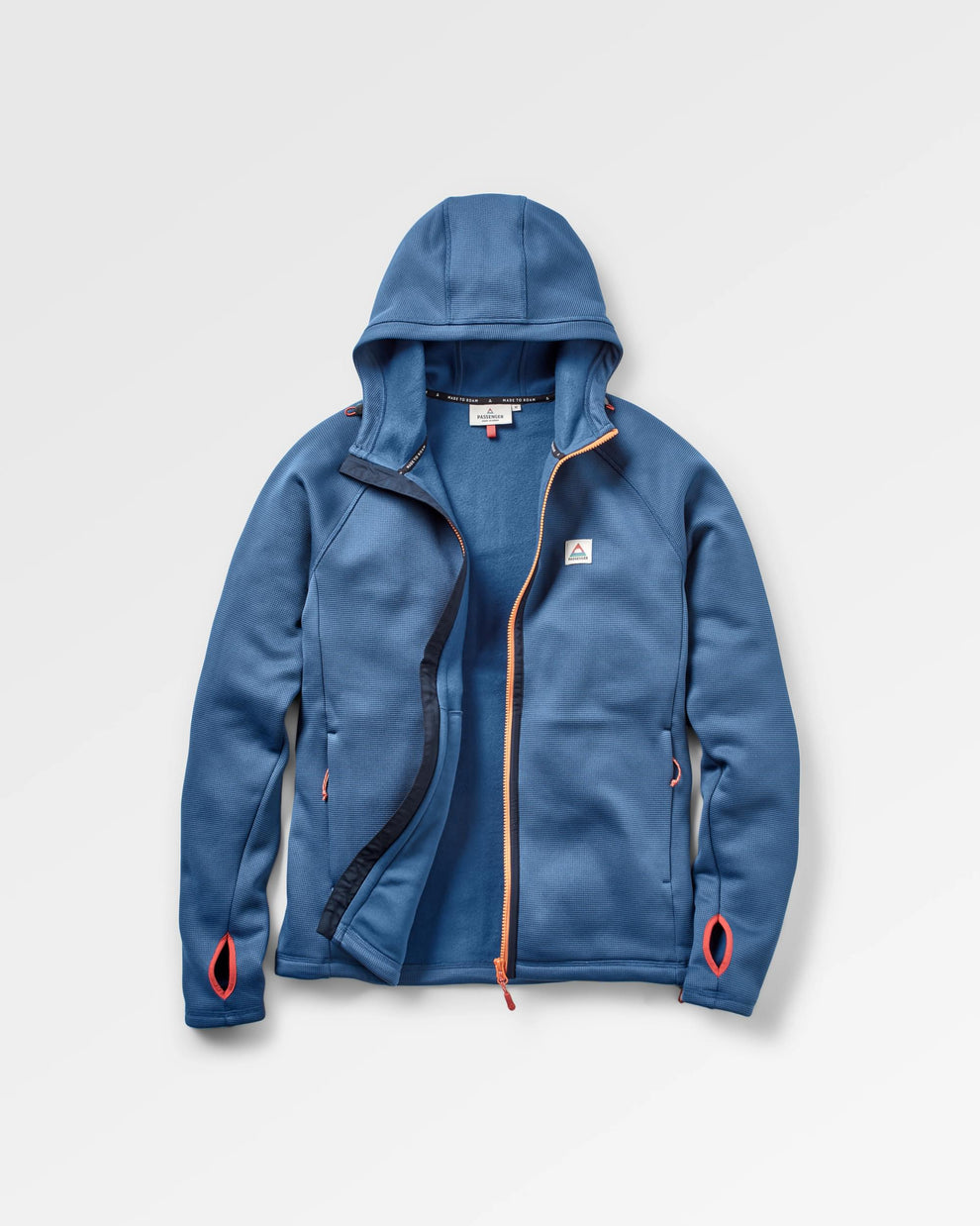 Vertical Full Zip Hooded Recycled Fleece Dark Denim – Passenger