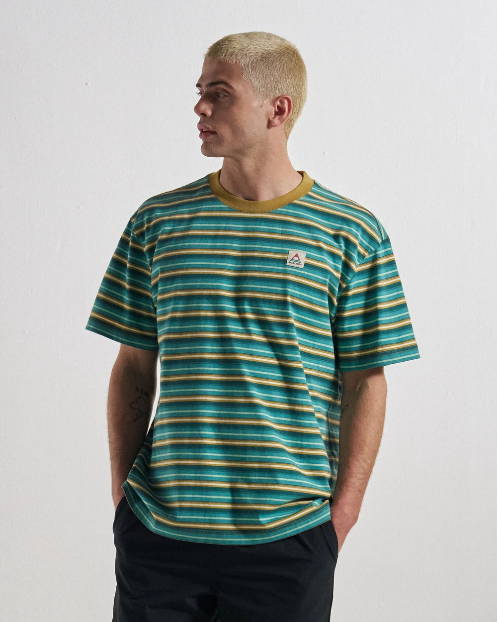 Retro Relaxed Fit T-Shirt Ocean Teal Multi Stripe – Passenger
