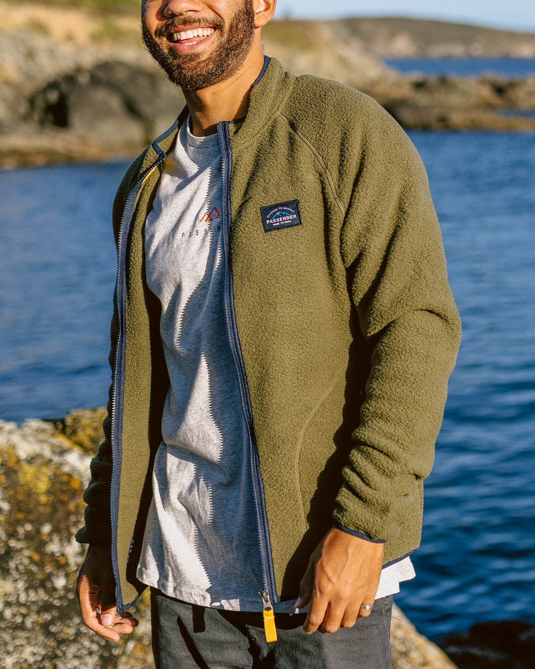 Tripper Full Zip Recycled Sherpa Fleece Khaki – Passenger